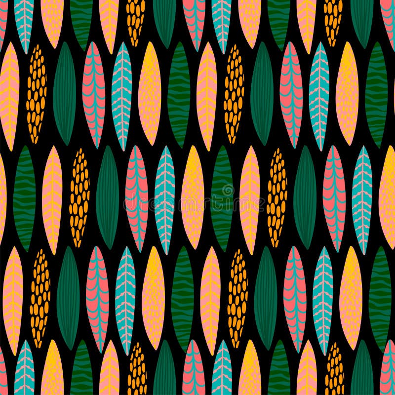 Tribal Seamless Pattern with Abstract Leaves. Hand Draw Texture Stock ...