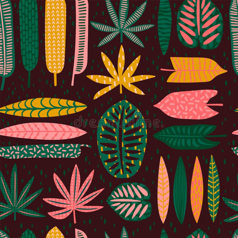 Tribal Seamless Pattern with Abstract Leaves. Stock Vector ...