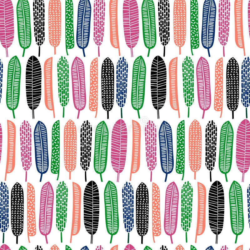 Tribal Seamless Pattern with Abstract Leaves. Stock Vector ...