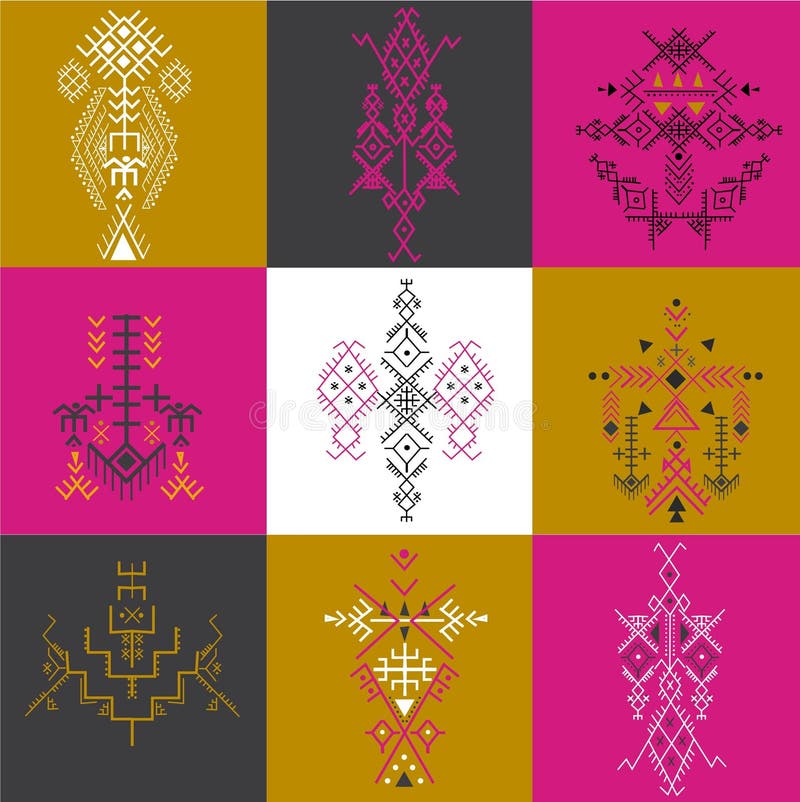 Seamless Berber Alphabet Pattern, Signs Elements, Vector Illustration ...