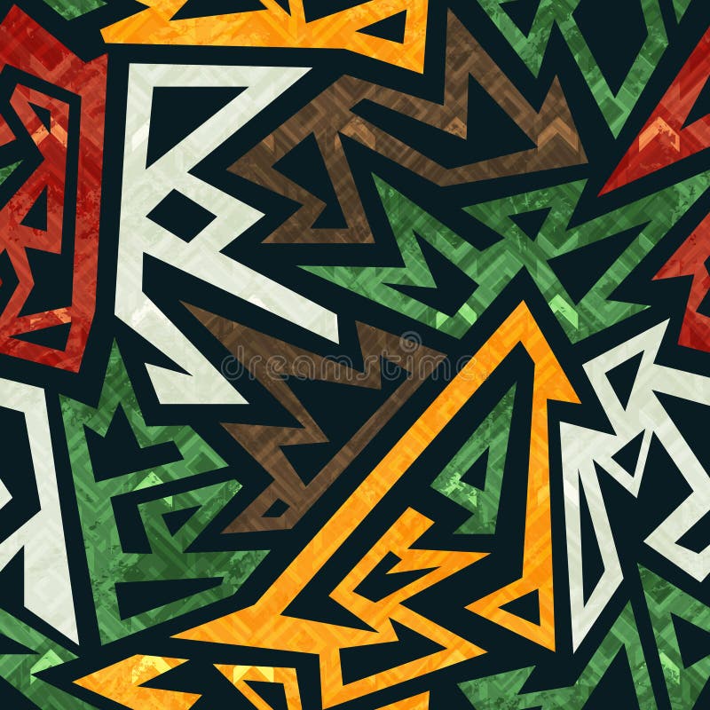 Tribal Seamless Pattern with Grunge Effect Stock Vector - Illustration ...