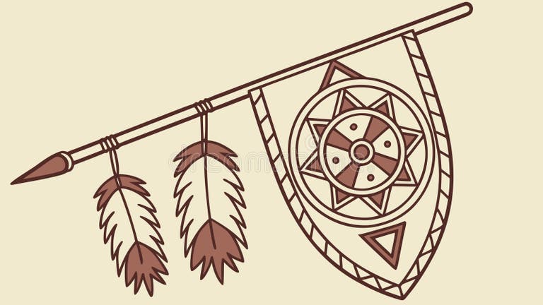 Tribal Shield with Feathers, Indigenous Warrior Emblem, Vector Design ...
