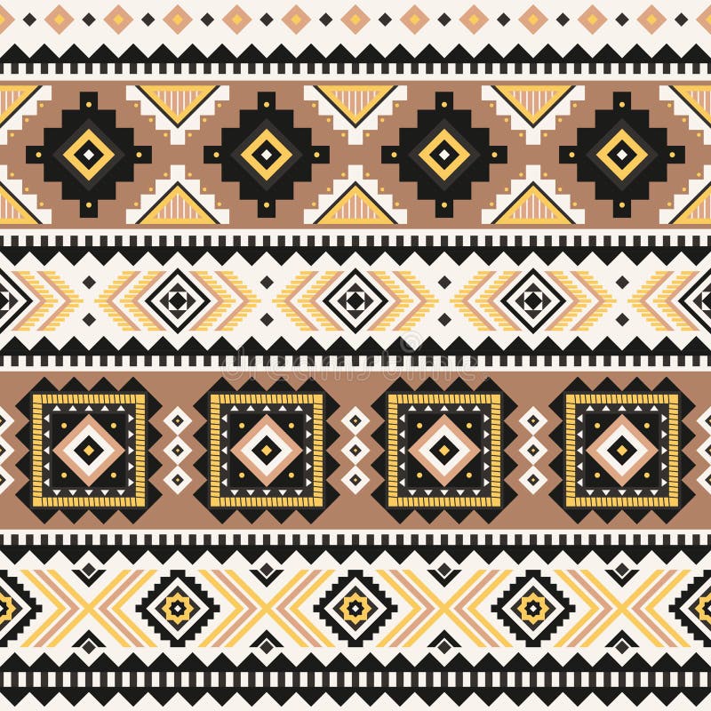 Tribal Aztec Geometric Seamless Pattern Stock Vector - Illustration of ...