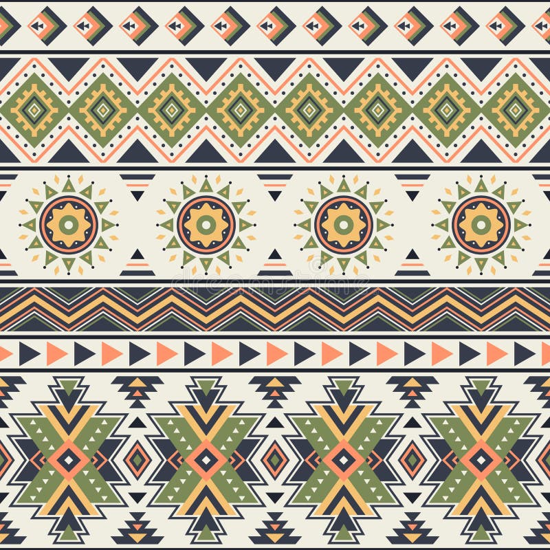Tribal Aztec Geometric Seamless Pattern Stock Vector - Illustration of ...