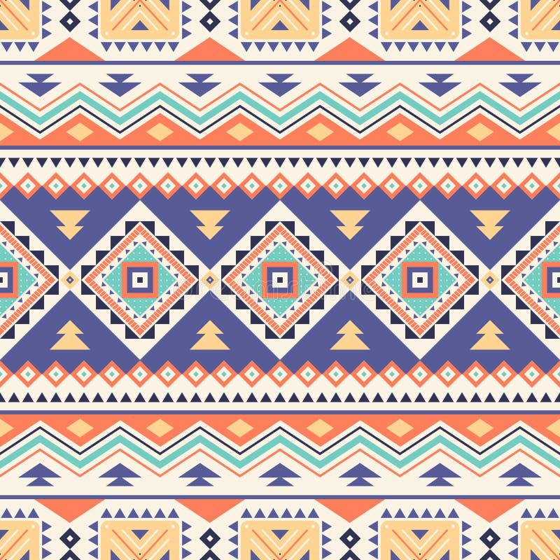 Tribal Aztec Geometric Seamless Pattern Stock Vector - Illustration of ...