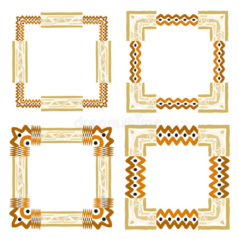 Tribal Style Borders. Decorative Ethnic Corners. Geometric Pattern ...