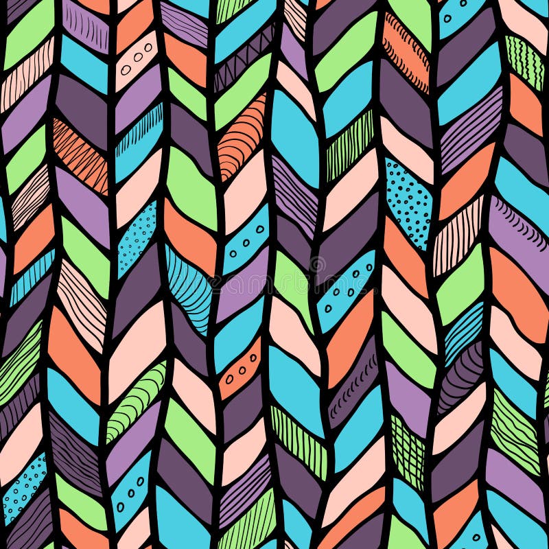 Tribal Style Braided Seamless Pattern, Ethnic Chevron Multicolor. Braid ...