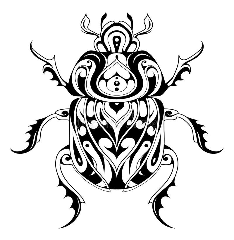 Tribal style bug tattoo stock vector. Illustration of scarab - 86604299