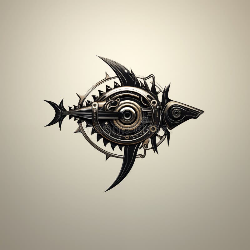 Tribal Tattoo Design Element with Fish Head. Stock Illustration ...