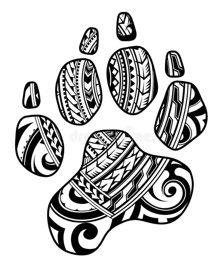 Tribal tattoo with dog paw stock vector. Illustration of print - 141099682
