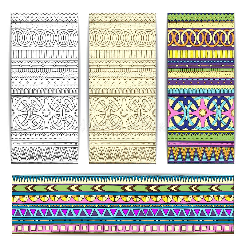 Tribal texture cards. stock vector. Illustration of decor - 46445899
