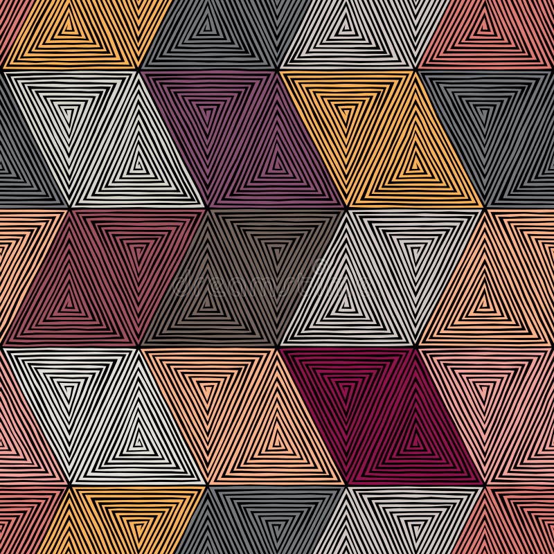 Tribal Geometric Pattern with Colorful Triangles. Seamless Vector ...