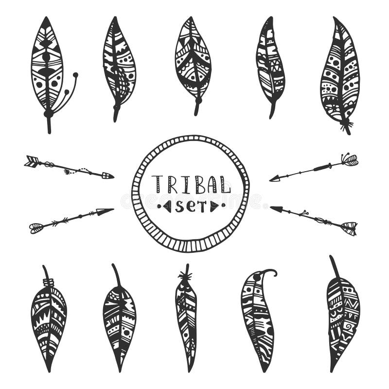 Tribal elements collection stock vector. Illustration of feather - 57051942