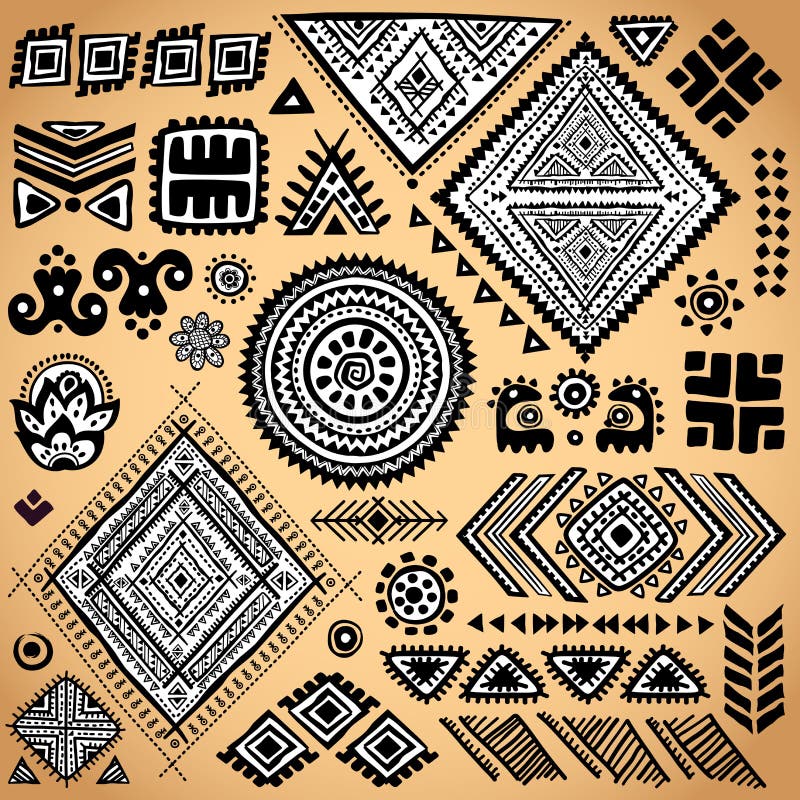 Tribal Vintage Ethnic Pattern Set Stock Vector - Illustration of ...