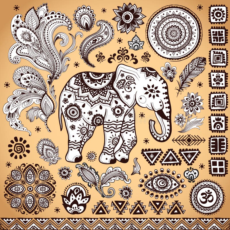 Set of Mexican Design Elements Stock Vector - Illustration of ethnic ...