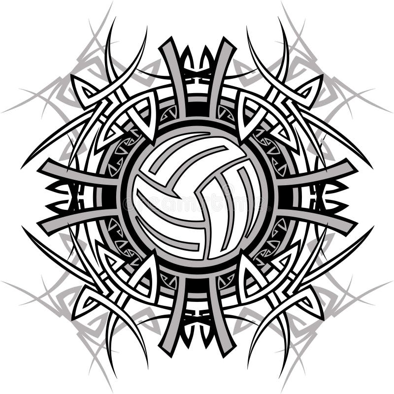 Tribal Volleyball Vector Logo Stock Illustration - Illustration of ...