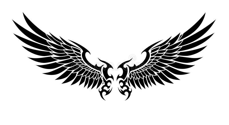 Tribal Wings Tattoo Design with Black Ink, and Vector Art Stock ...