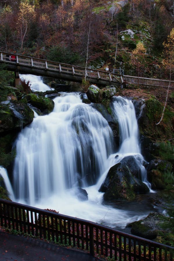 Triberg Waterfall Under a Bridge, Next To a Walking Path Stock Image ...