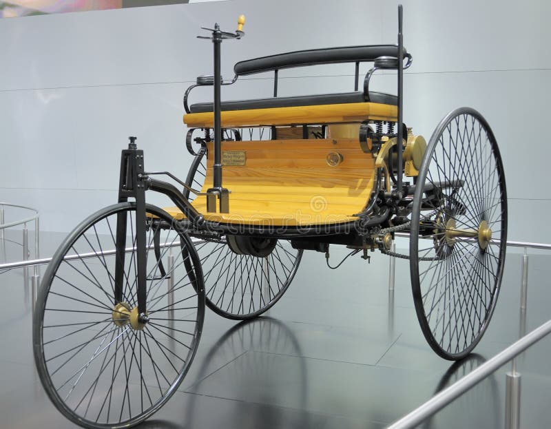 Retro Tricar. Three-wheeled Motorcycle on City Street Stock Image ...