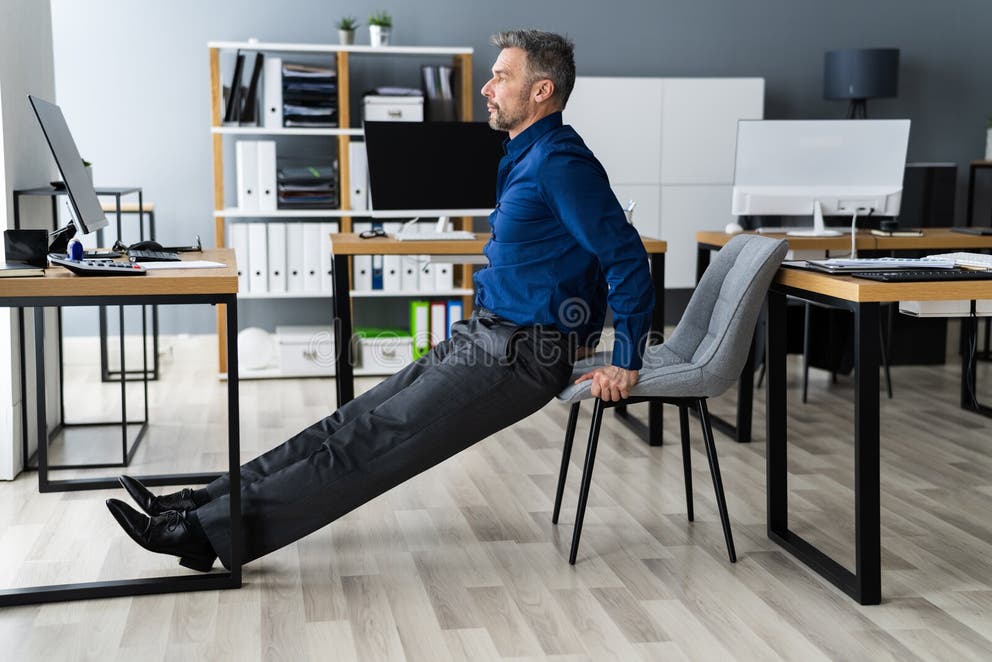 Triceps Dip Office Desk Chair Workout Stock Photo - Image of break ...