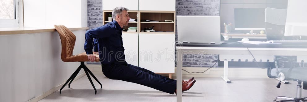 Triceps Dip Office Desk Chair Workout Stock Image - Image of triceps ...