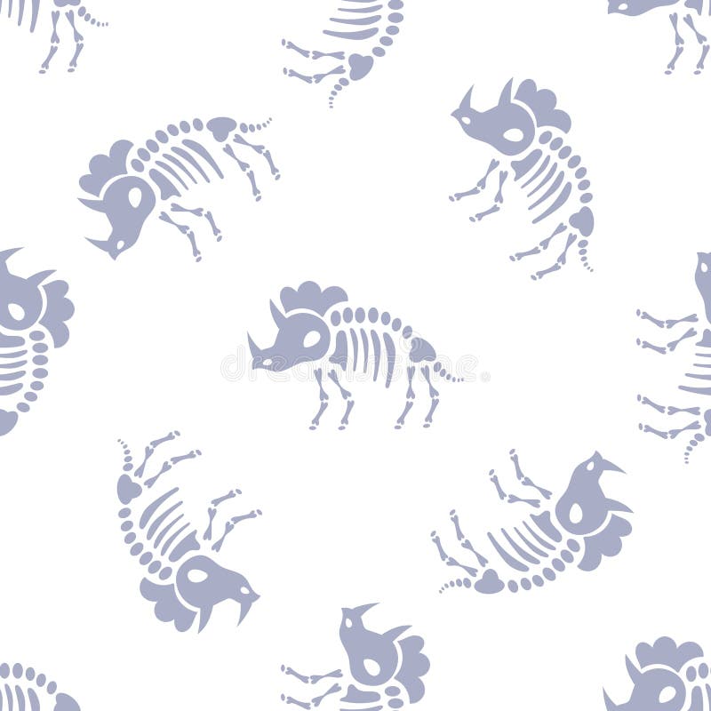 Triceratops Dinosaur Skeleton Seamless Pattern Repeating Paleontology Design Element Backdrop ...