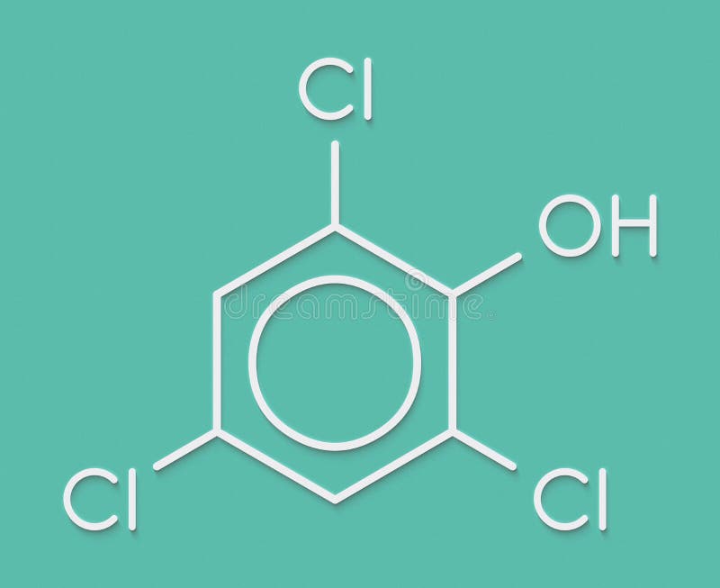 Trichlorophenol TCP, 2,4,6-trichlorophenol Molecule. Skeletal Formula ...