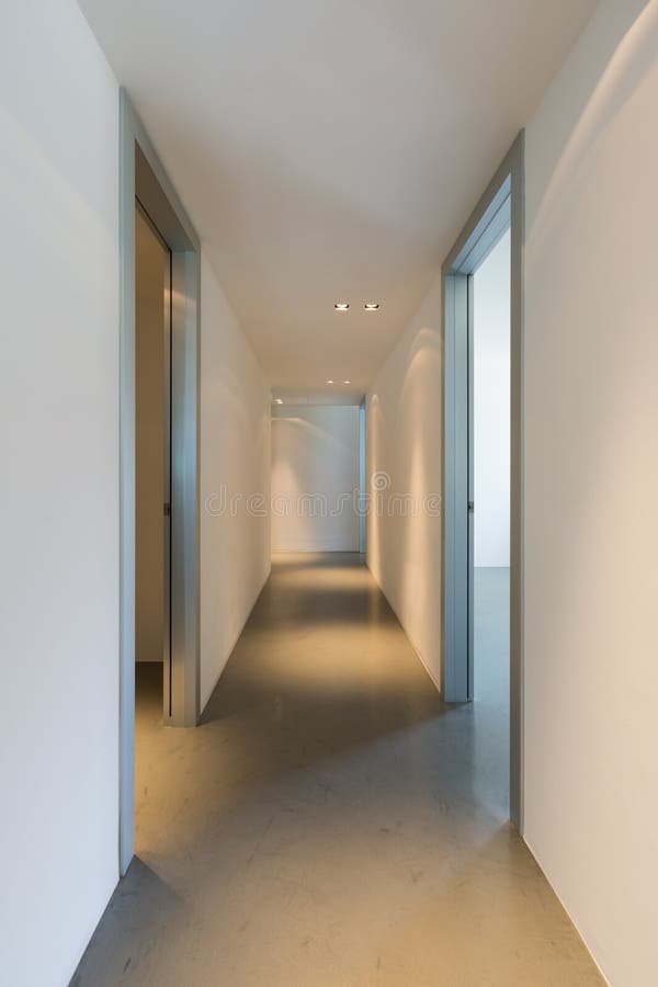 Trick of Light in White Corridor Stock Photo - Image of doors, light ...