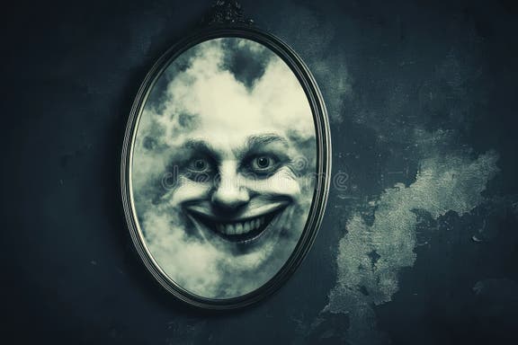 Trick Mirror Reflecting Distorted Funny Face with Sleek Frame Creates ...