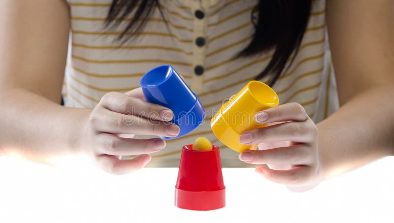 Trick with three cups stock image. Image of magical, perform - 54315617