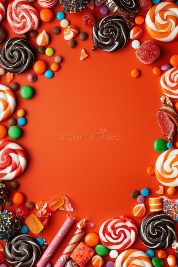 Trick or Treat Candy Border with Assorted Treats and Wrapped Candies ...
