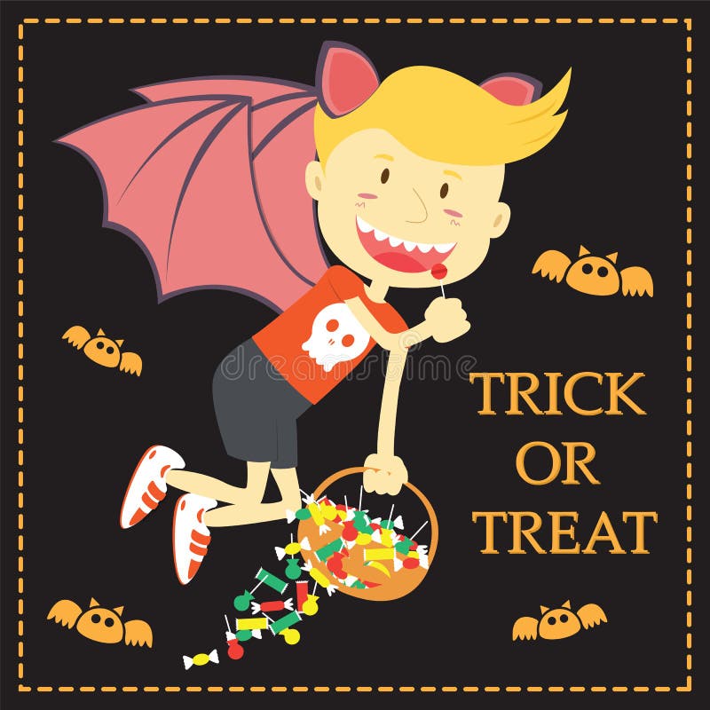 Trick or Treat Cartoon Illustration of Halloween Theme Stock ...