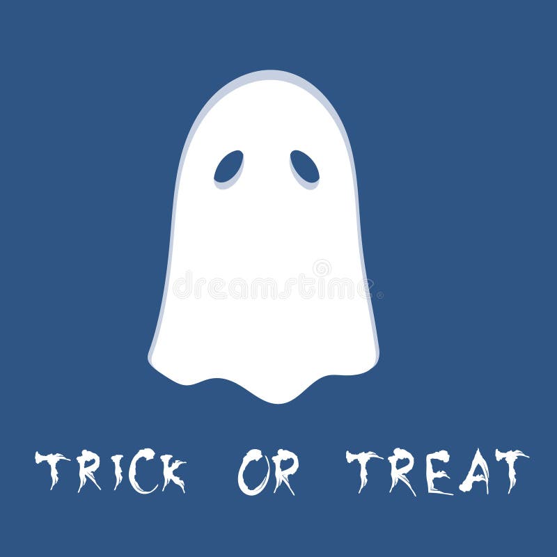 Trick or Treat Ghost Vector and Spooky Text, Isolated on a Blue ...