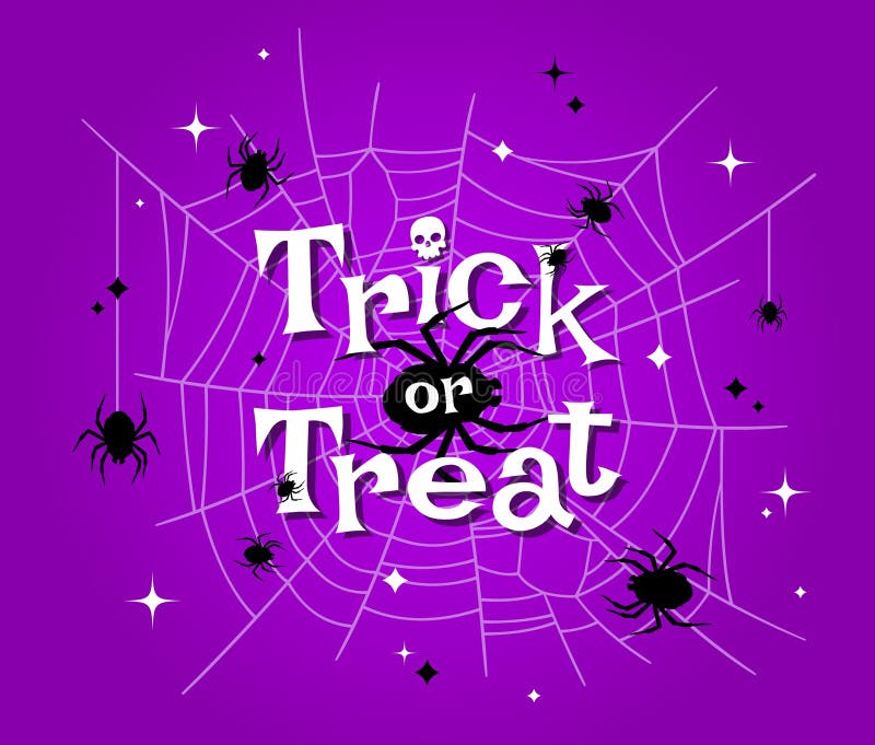 Trick or Treat Halloween Banner, Web and Spiders Stock Vector ...