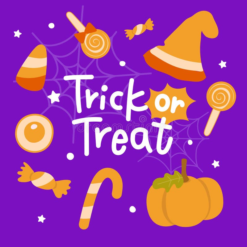 Trick or Treat Halloween Candy Elements. Stock Vector - Illustration of ...
