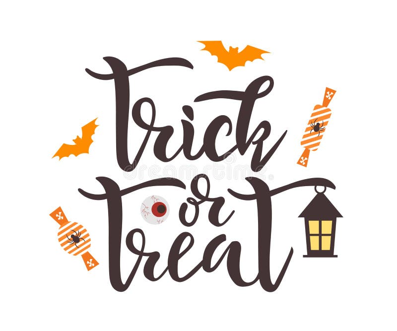 Trick or Treat Quote. Vector Illustration Lettering Text Stock Vector ...