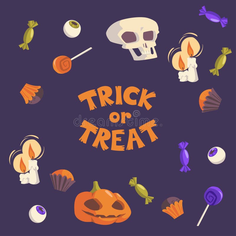 Trick or Treat. Vector Background Stock Vector - Illustration of autumn ...