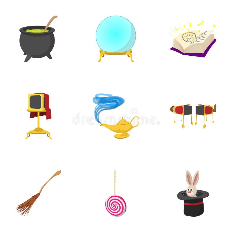 Tricks Icons Set, Cartoon Style Stock Vector - Illustration of circus ...