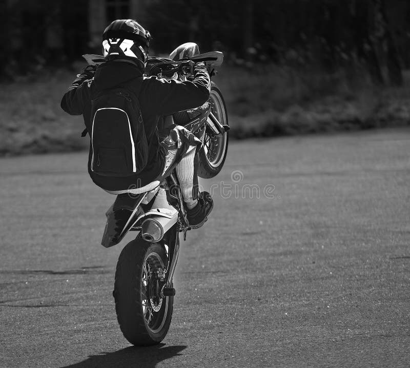 Tricks on a Motorcycle. on the Rear Wheel Stock Image - Image of moto ...