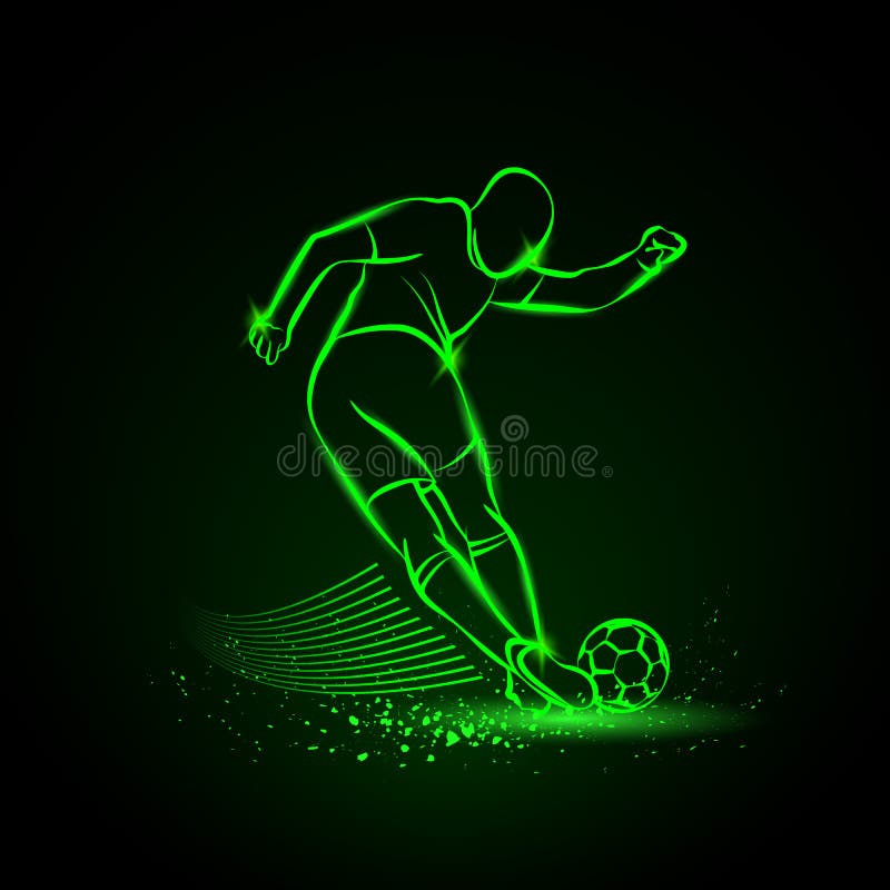 Soccer Kick in Falling. Neon Style Stock Vector - Illustration of icon ...