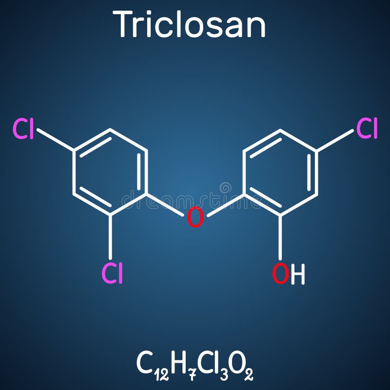 Triclosan Molecule. it is a Polychloro Phenoxy Phenol with ...