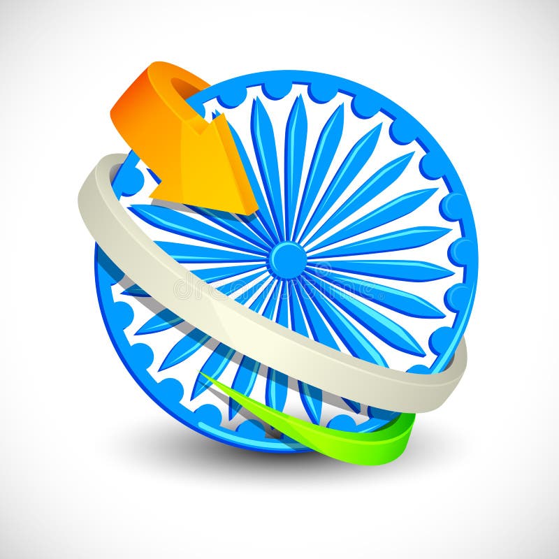 Tricolor Arrow Around Ashoka Chakra Stock Vector - Illustration of ...