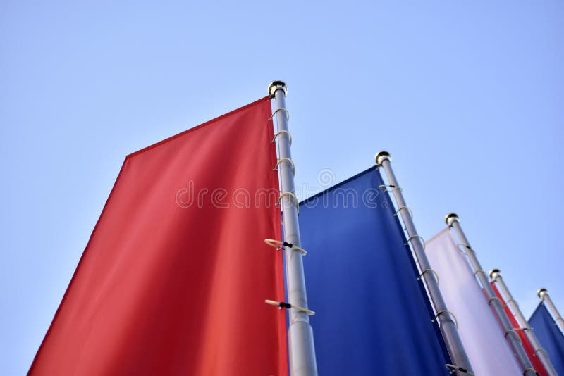 Tricolor Flags on the Square are Red White and Blue Stock Image - Image ...