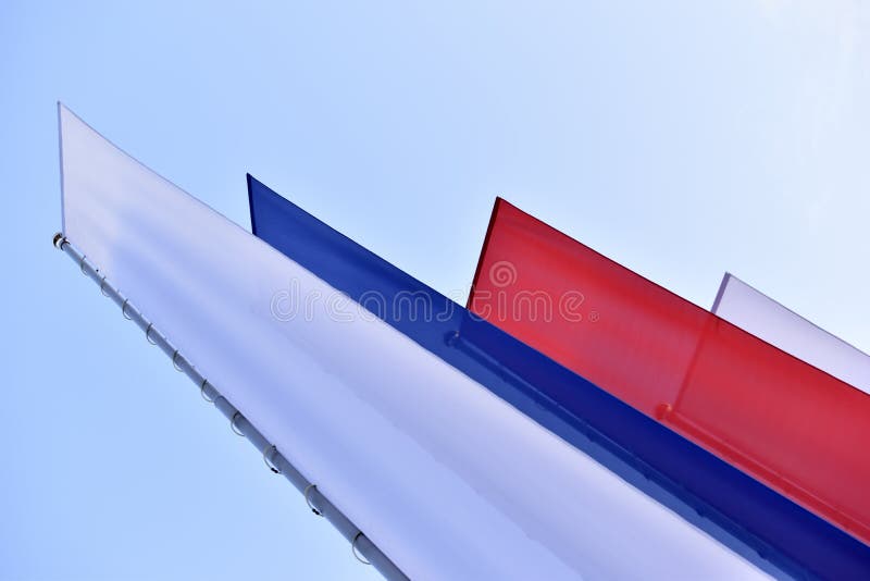 Tricolor Flags on the Square are Red White and Blue Stock Image - Image ...