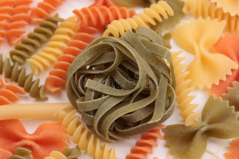 Tricolor Macaroni of Different Types Stock Photo - Image of colored ...