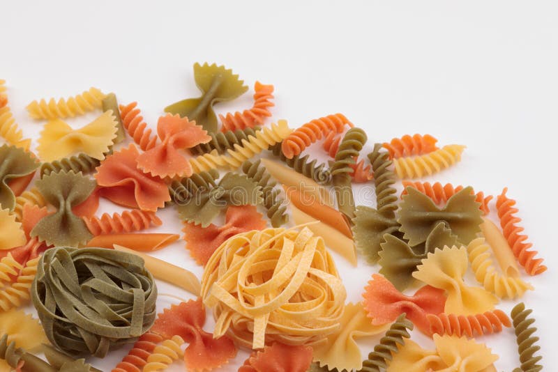 Tricolor Macaroni of Different Types Stock Photo - Image of meal ...