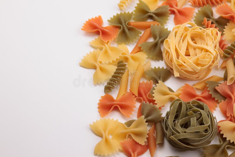 Tricolor Macaroni of Different Types Stock Image - Image of colorful ...