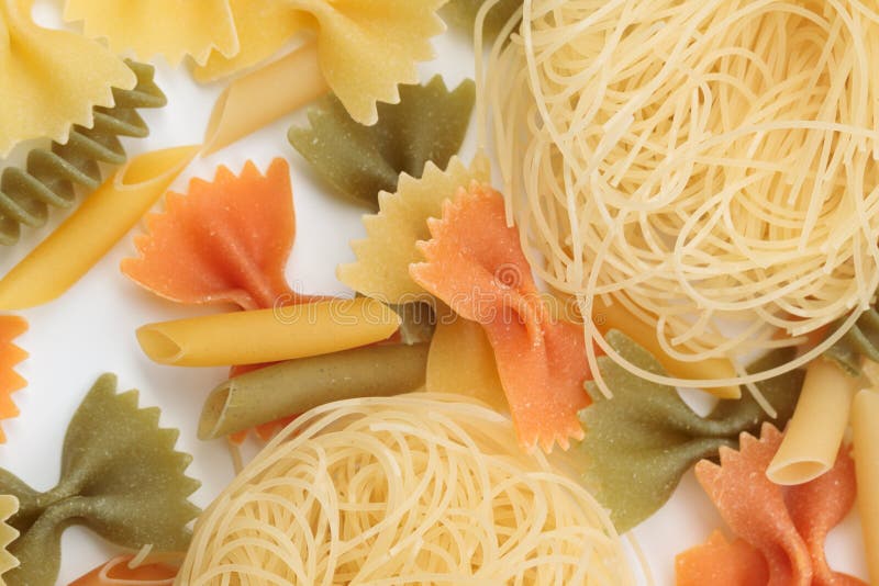 Tricolor Macaroni of Different Types Stock Photo - Image of heap ...