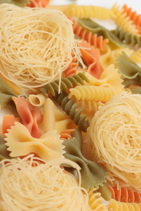 Tricolor Macaroni of Different Types Stock Photo - Image of diet, macro ...