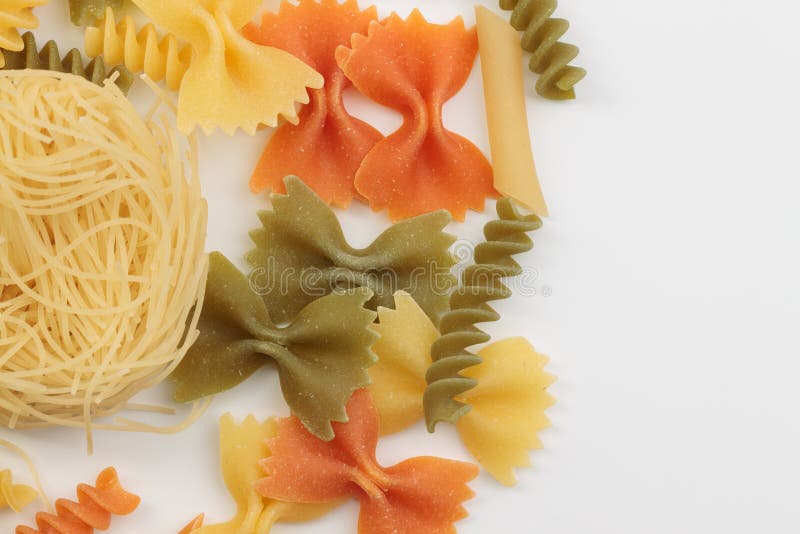 Tricolor Macaroni of Different Types Stock Photo - Image of delicious ...